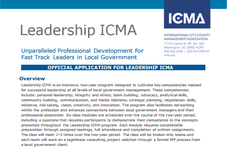 Leadership ICMA Application | icma.org